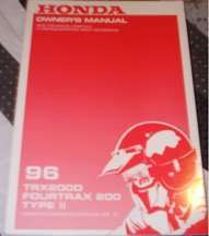 1996 Honda TRX200D Fourtrax 200D Type II ATV Owner’s Manual – DIY ...